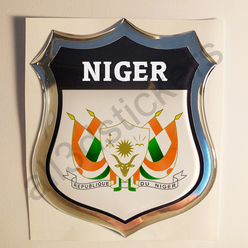 Sticker Niger Emblem Coat of Arms Shield 3D Resin Domed Gel Vinyl Decal ...
