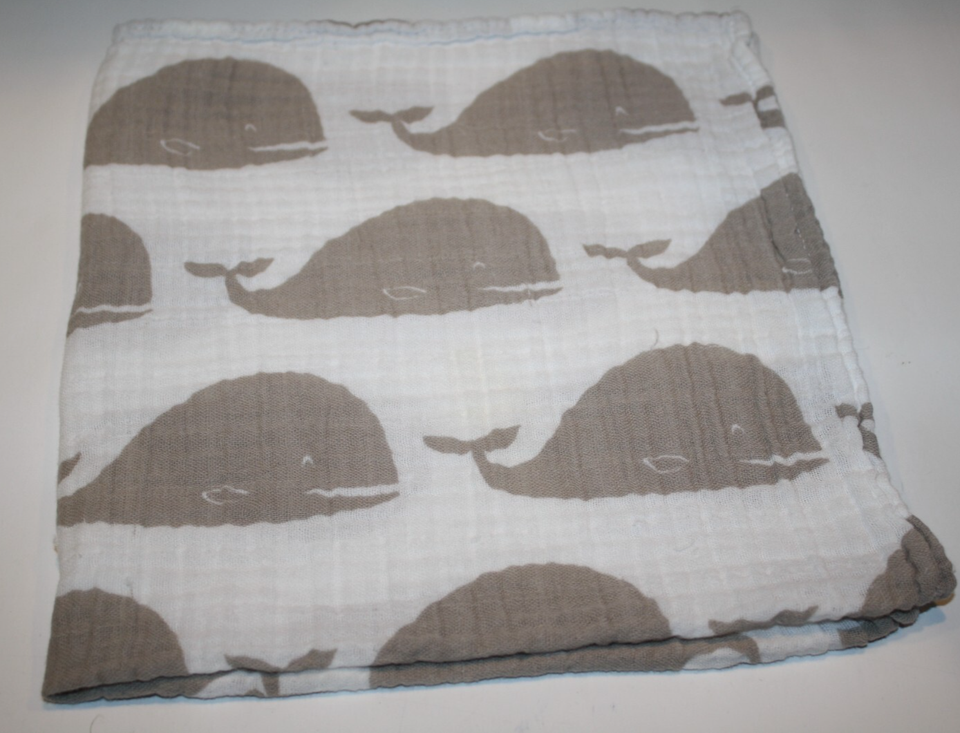 Milkbarn 21x 22" Gray Whale Cotton Muslin Baby Burp Cloth Security ...