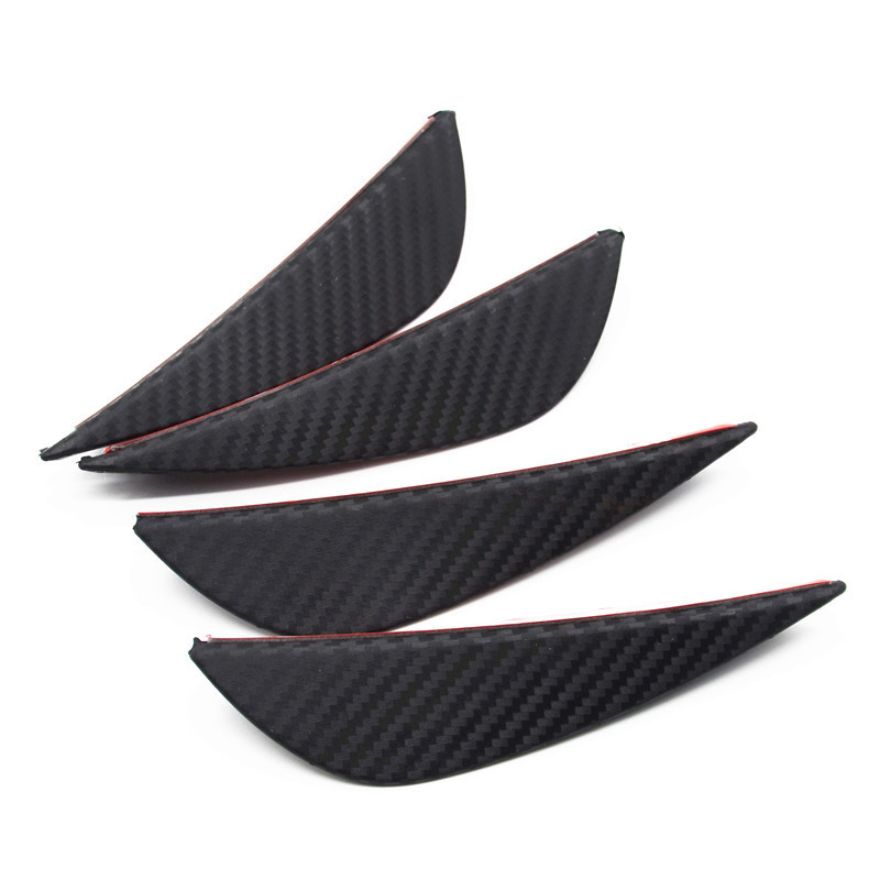 4Pcs Rubber Carbon Fiber Pattern Car Front Bumper Fins Lip Decor ...