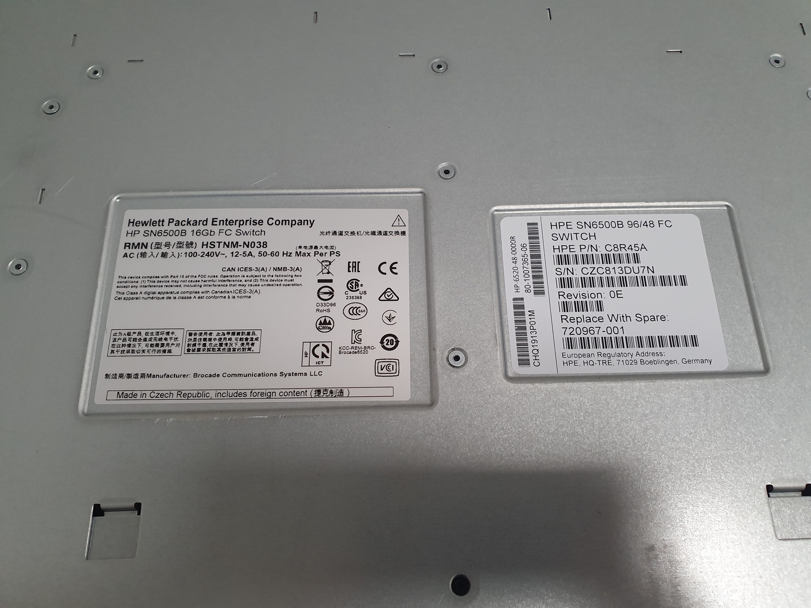 HP SN6500B 96 Port (72 Active) 16Gbps Fibre Channel SAN Switch C8R45A ...