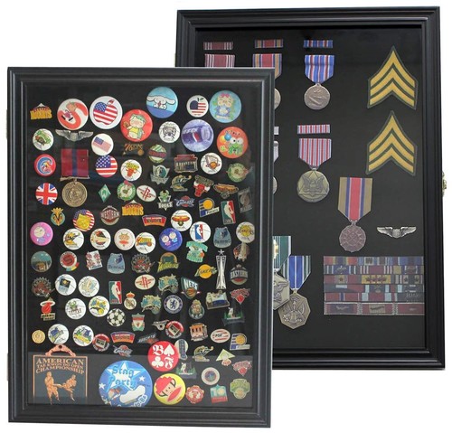 LARGE Medal Pin Display Case Collection Ribbon Award Jewelry Wall Frame ...