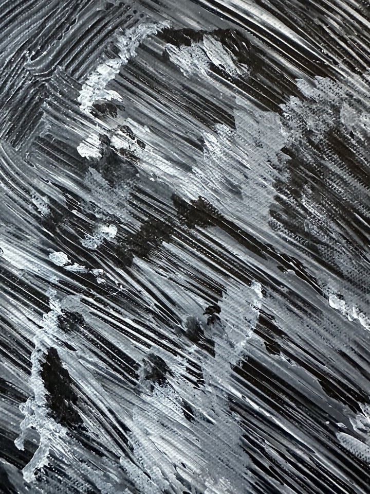 Figure In a Snowstorm Painting On Stretched Canvas | eBay UK