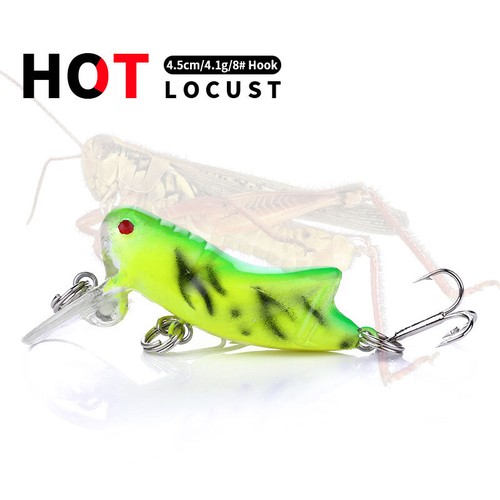 7PCS Insect Locust Fishing Lures Grasshopper Crankbait Bass Pike Bait 4 ...