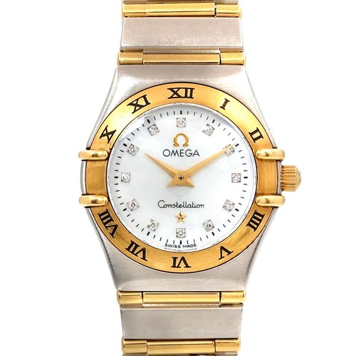 OMEGA Constellation mini 1262.75 12P Diamond 750 YG White Shell Dial ...