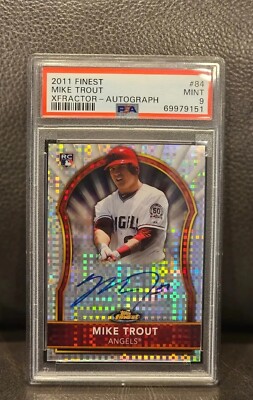 2011 Topps Finest Mike Trout Rookie Xfractor Autograph Rc/299 Auto Psa ...