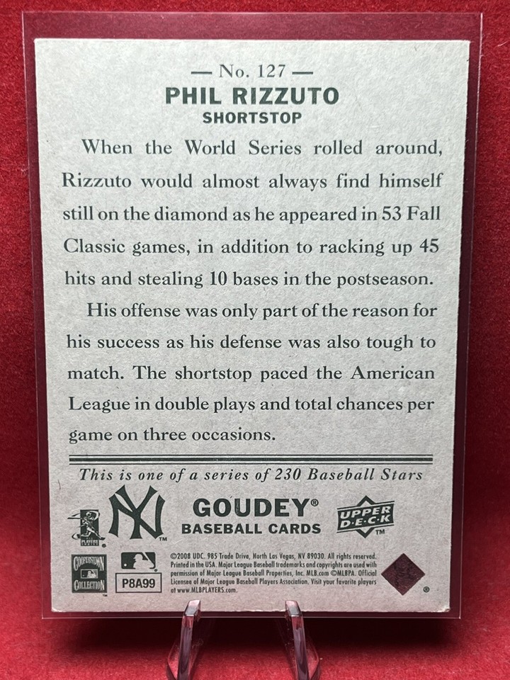 2008 Upper Deck Goudey **Phil Rizzuto** Card No. 127 - New York Yankees ...