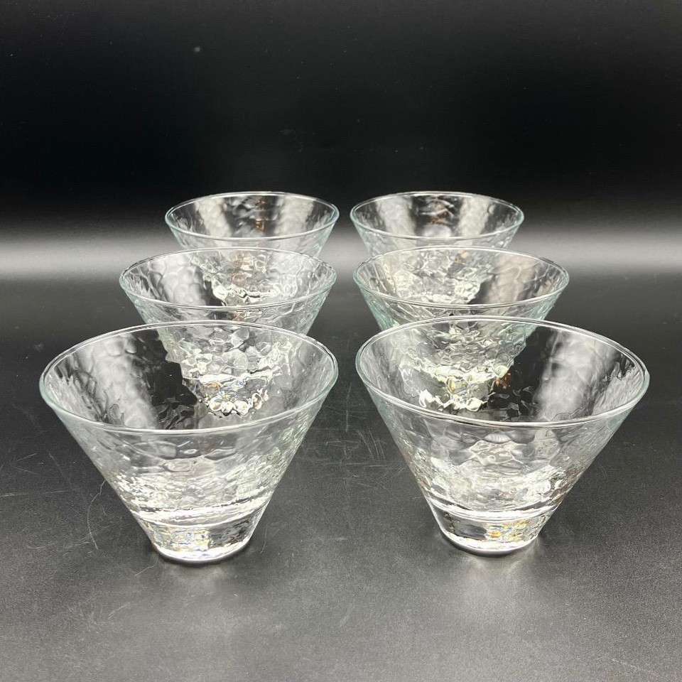 Durobor Helsinki Conical Textured Clear Glass Dessert Sundae Dishes x 6 ...