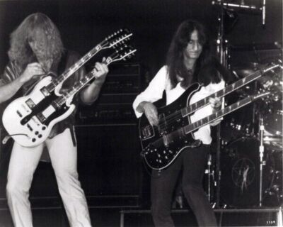 Rush 1970's concert Alex Lifeson Geddy Lee play twin neck guitars 24x36 ...