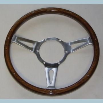 Mountney Classic Wood Rim 13" Polished Steering Wheel Riveted MGA / MGB ...
