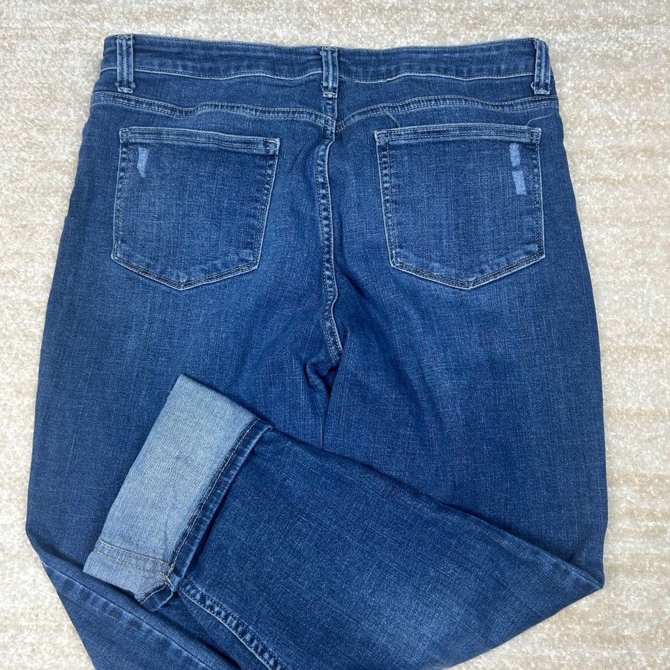 Lee Jeans Womens 14 Slim Straight Dark Wash Stretch Rolled Cuff ...