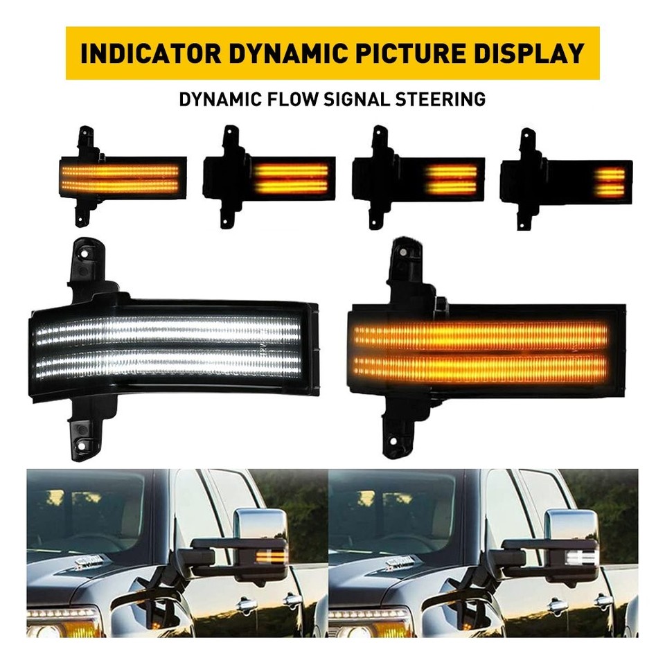 For Chevy Silverado Sequential LED Side Mirror Marker Running Lights ...