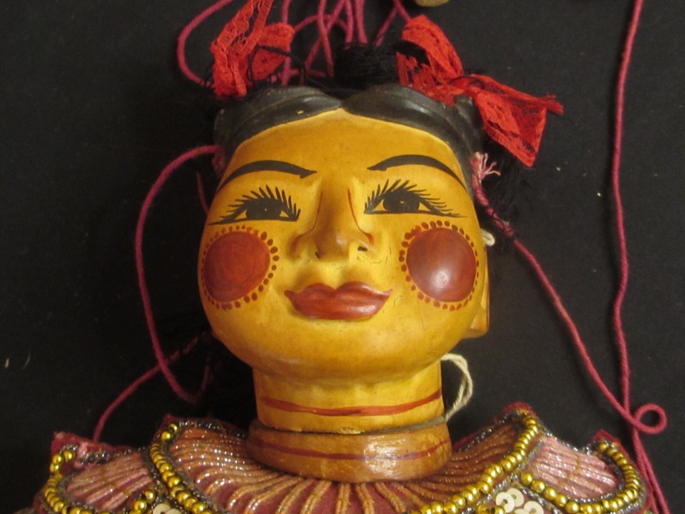 Antique Burmese Hand Carved Wooden Marionette String Puppet With Handle ...