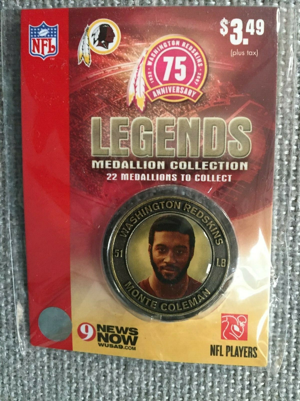 Monte Coleman Washington Redskins Legends 2007 Collectible Medallion ...