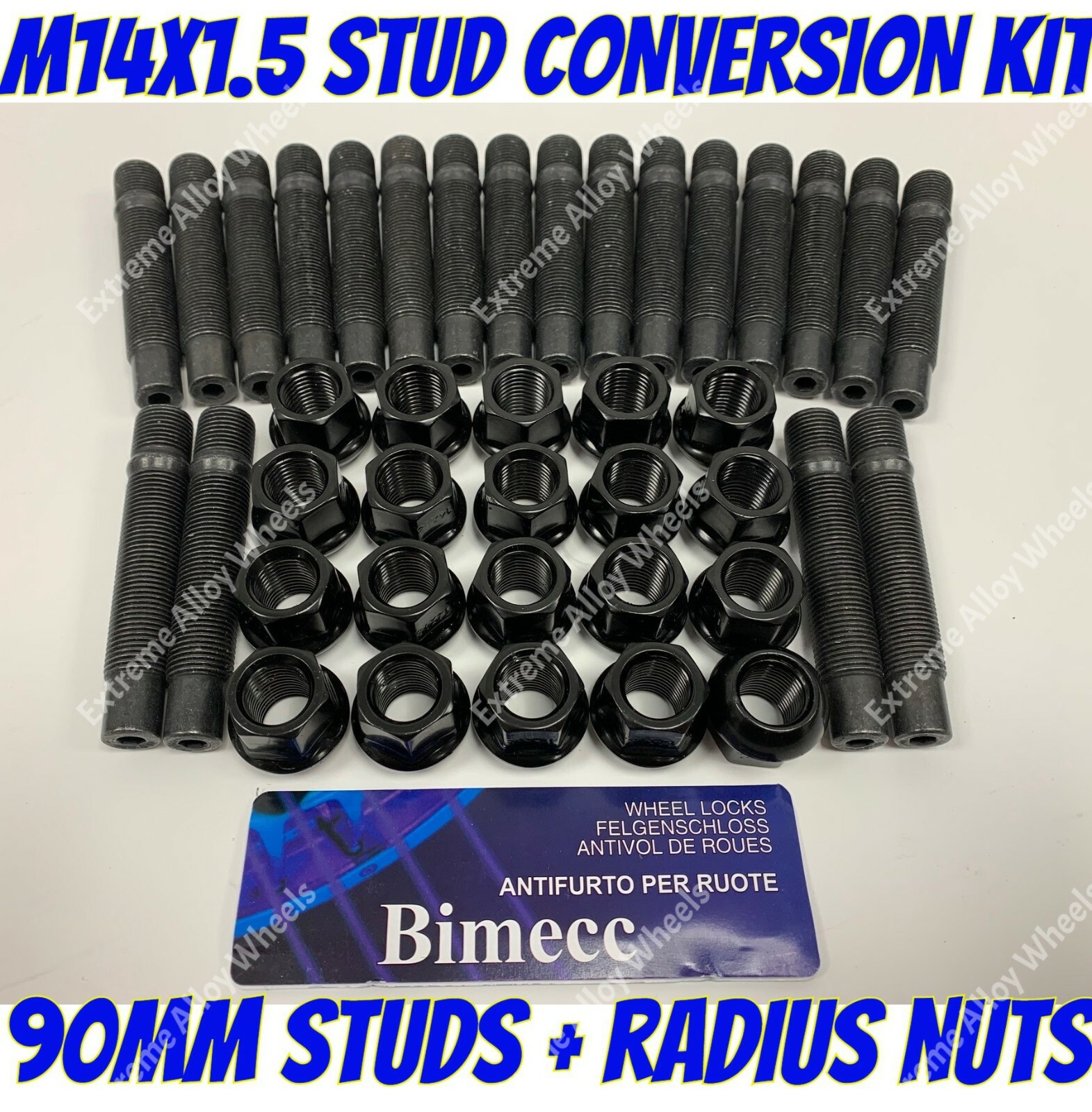 Alloy Wheel Conversion Studs + Radius Nuts 90mm x 20 For Vw Golf T5 ...