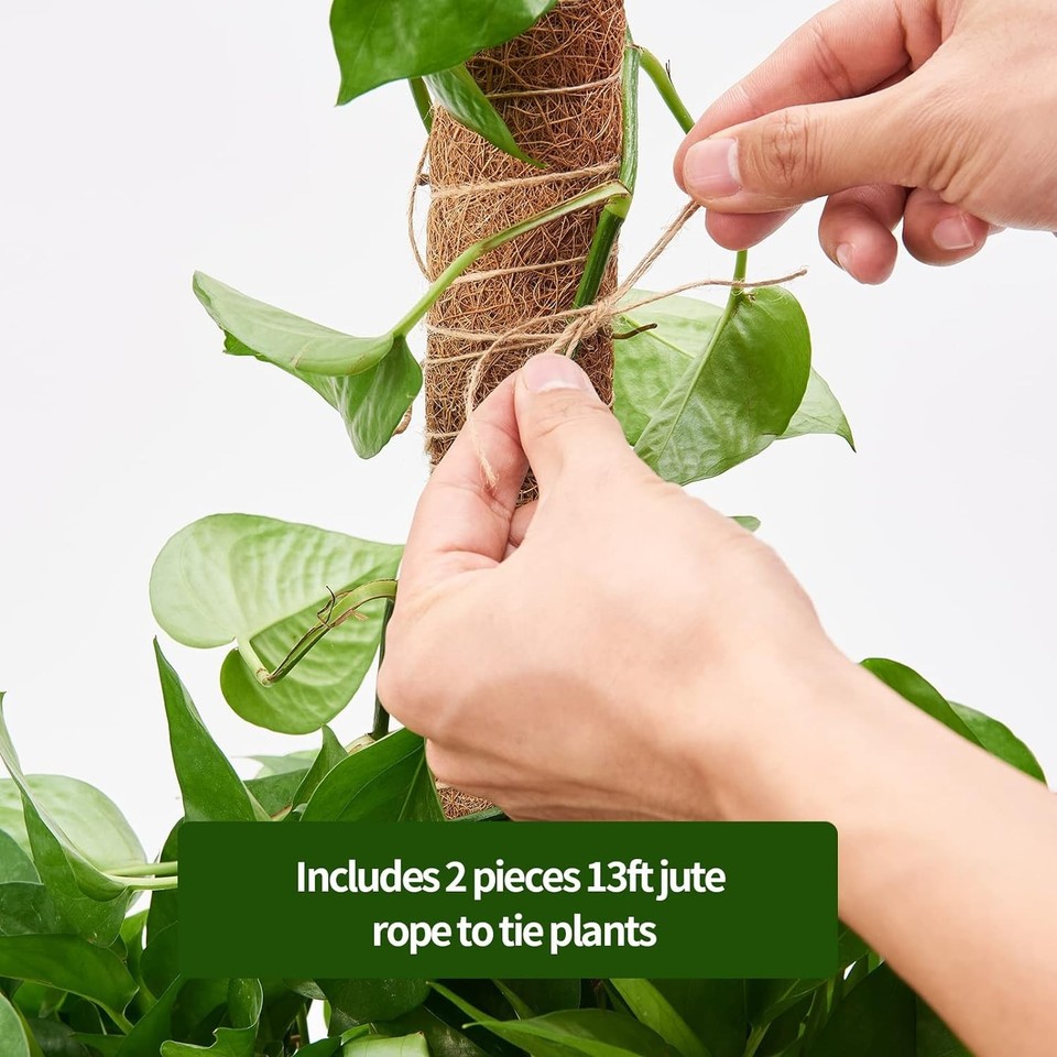 Versatile Plant Support Kit: 6 Pcs Moss Poles + Jute Rope & Tie ...