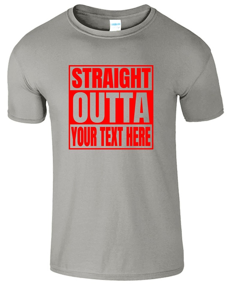 Personalized Straight Outta Custom Text Men's T Shirt Funny USA New ...