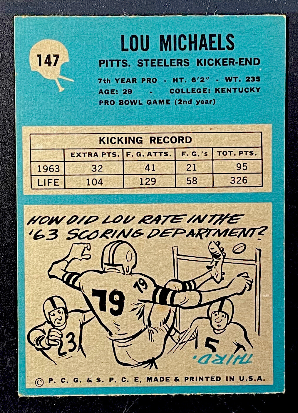 1964 Philadelphia #147 Lou Michaels - Pittsbugh Steelers Vintage ...