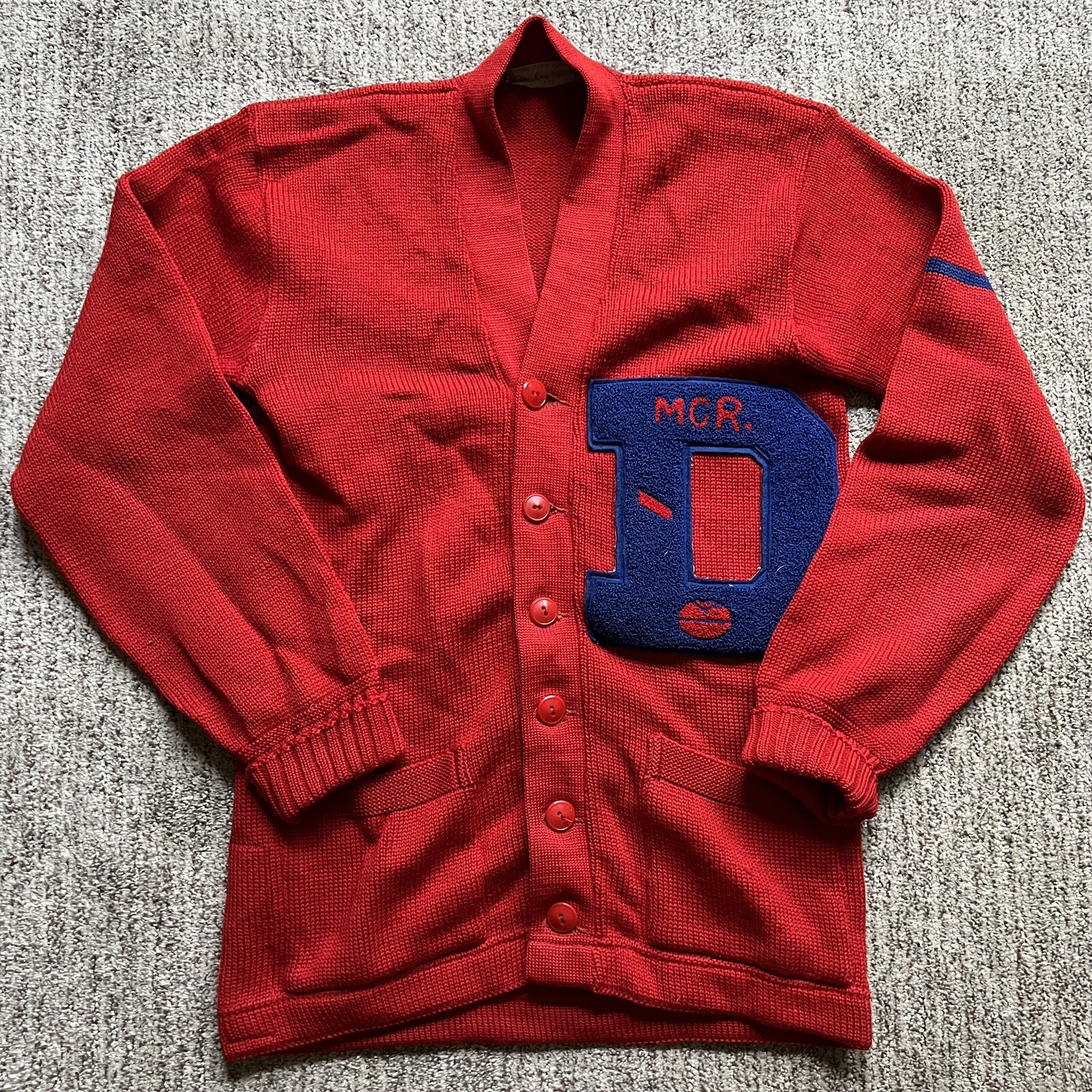 Vintage New Era Mills Men M Cardigan Sweater Wool Red… - Gem