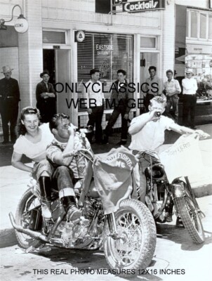 1948 MOTORCYCLE GANG TAKES OVER CALIF. TOWN 12X16 PHOTO HARLEY DAVIDSON ...