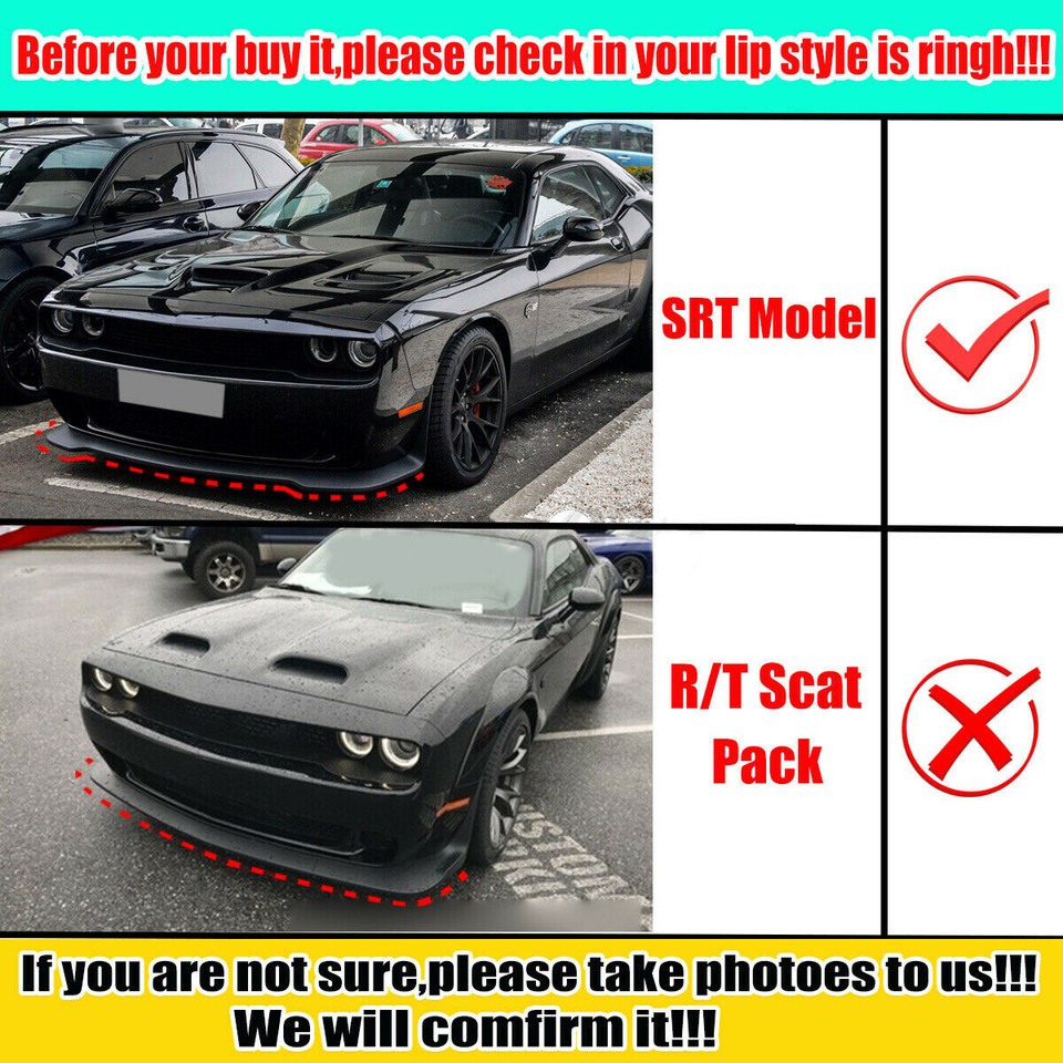 For Dodge Challenger SRT Hellcat 15-2020 Front Bumper Lip Splitter ...