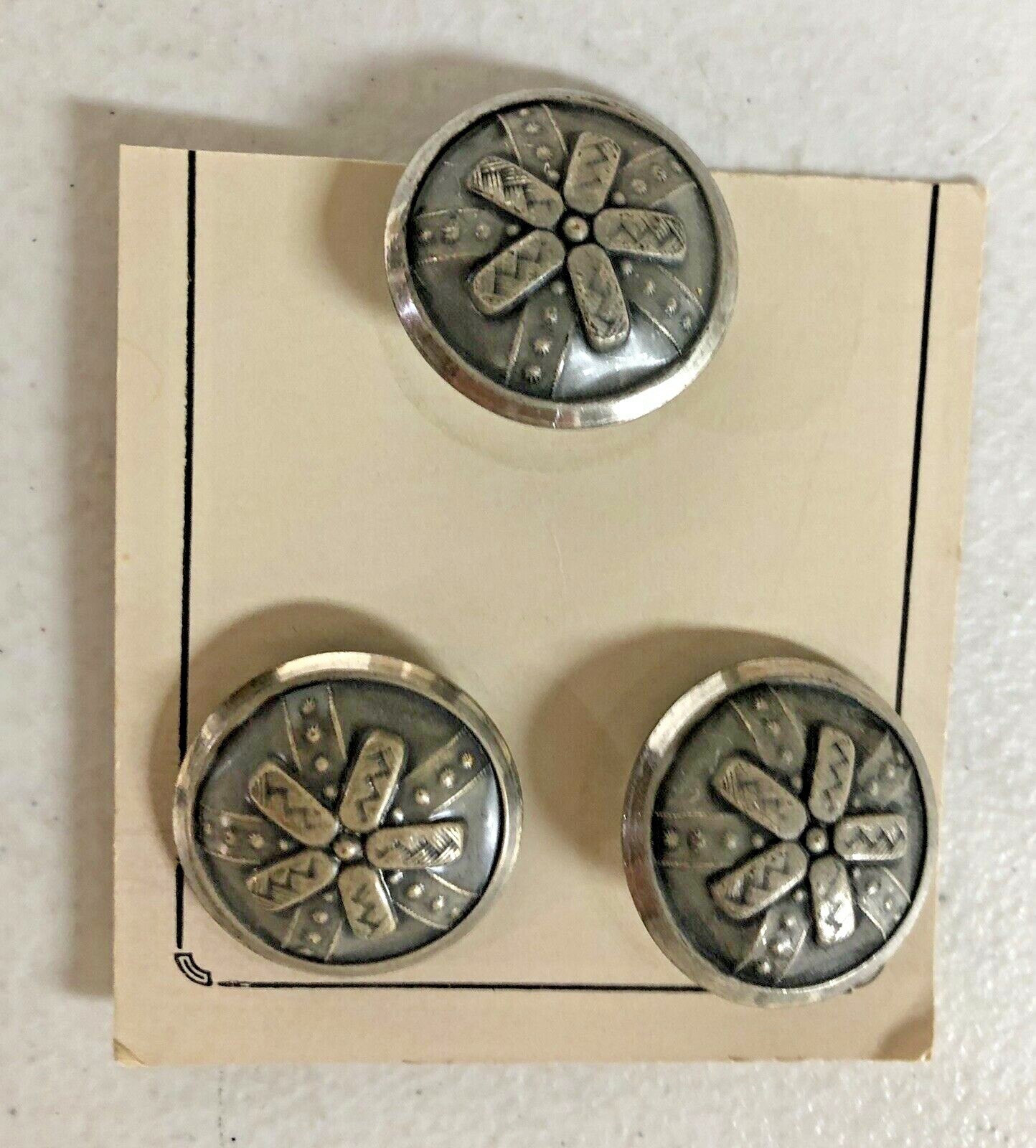 3 Large Vintage Metal Pewter Looking Buttons | eBay