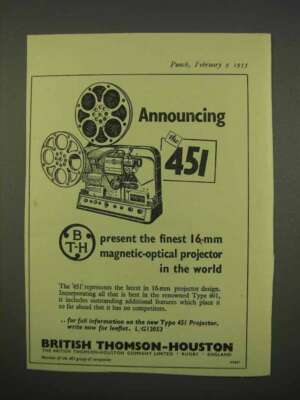 1955 British Thomson-Houston Type 451 16mm Projector Ad | eBay