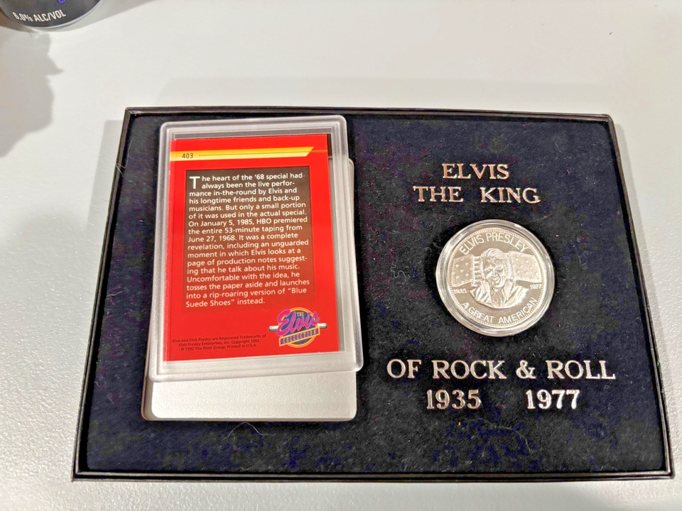 VTG 1992 Elvis The King Boxed Set, 1 Troy Ounce .999 Sliver Coin ...