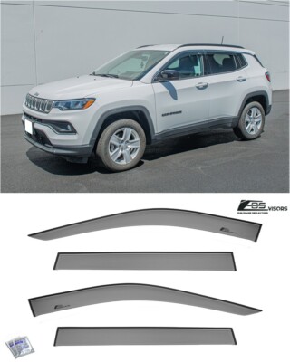 For 17-22 Jeep Compass | EOS Visors Tape-On Side Window Vent Rain ...