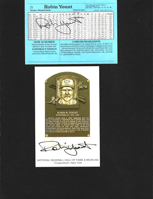 1985 ROBIN YOUNT Autographed Donruss Jumbo Card 21 + 3x5 Cooperstown ...