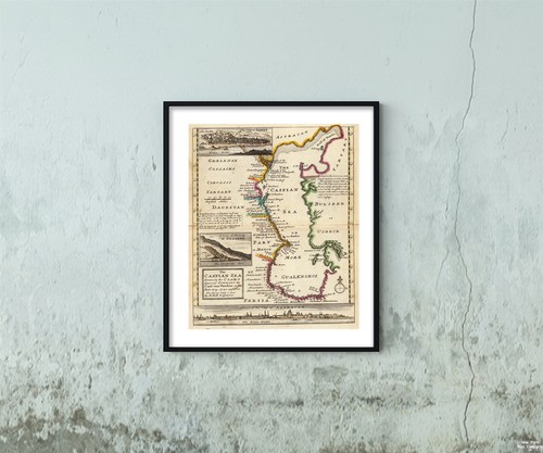 Map|World Atlas , Caspian Sea, Terky, Derbent, Astracan. 1736|Historic ...