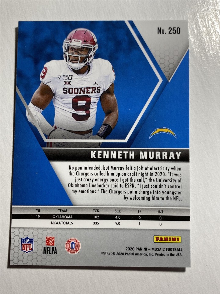 KENNETH MURRAY chargers 2020 Mosaic #250 Rookie Card RC (F8) | eBay