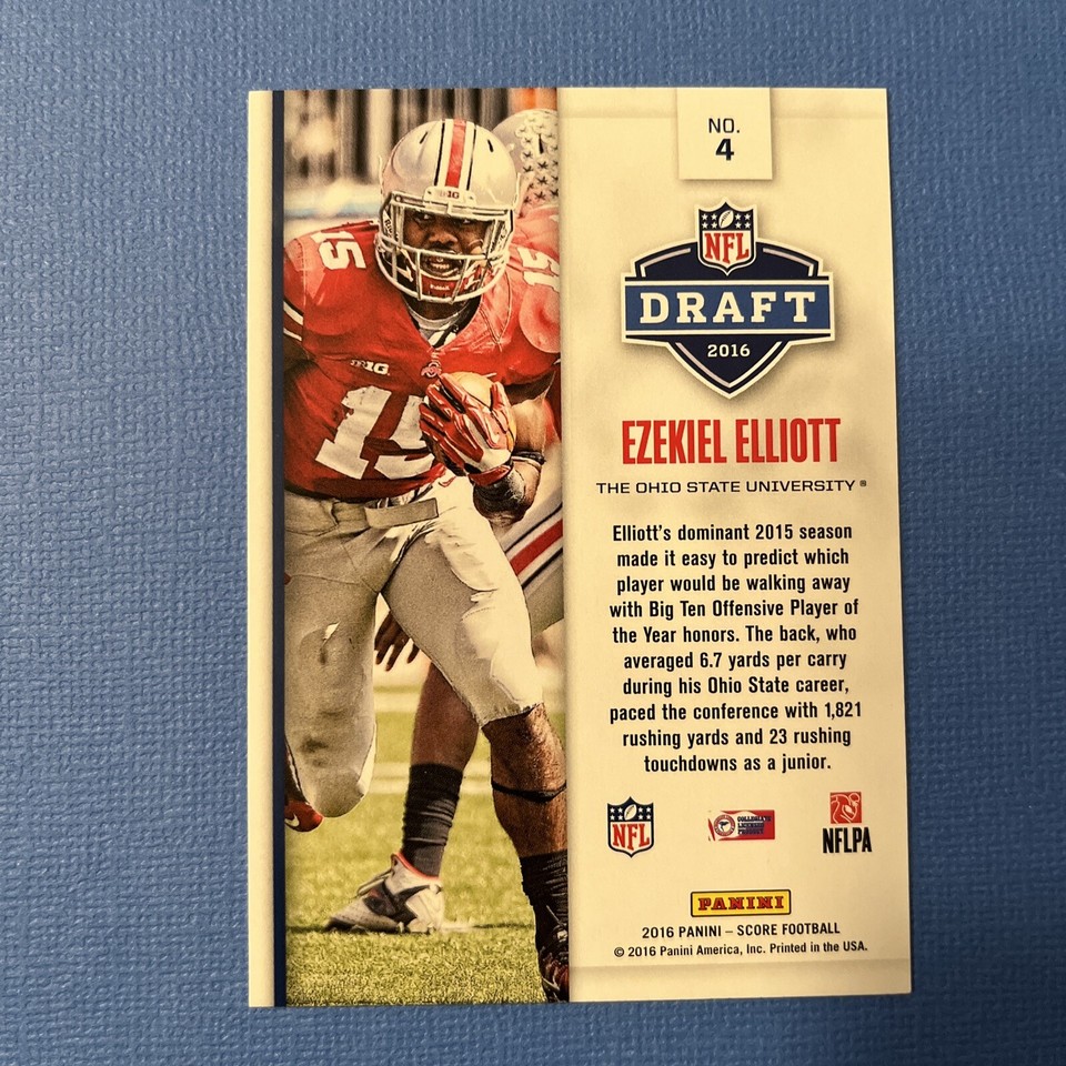 2016 Score Panini NFL Draft Gold Ezekiel Elliott Cowboys #4 | eBay