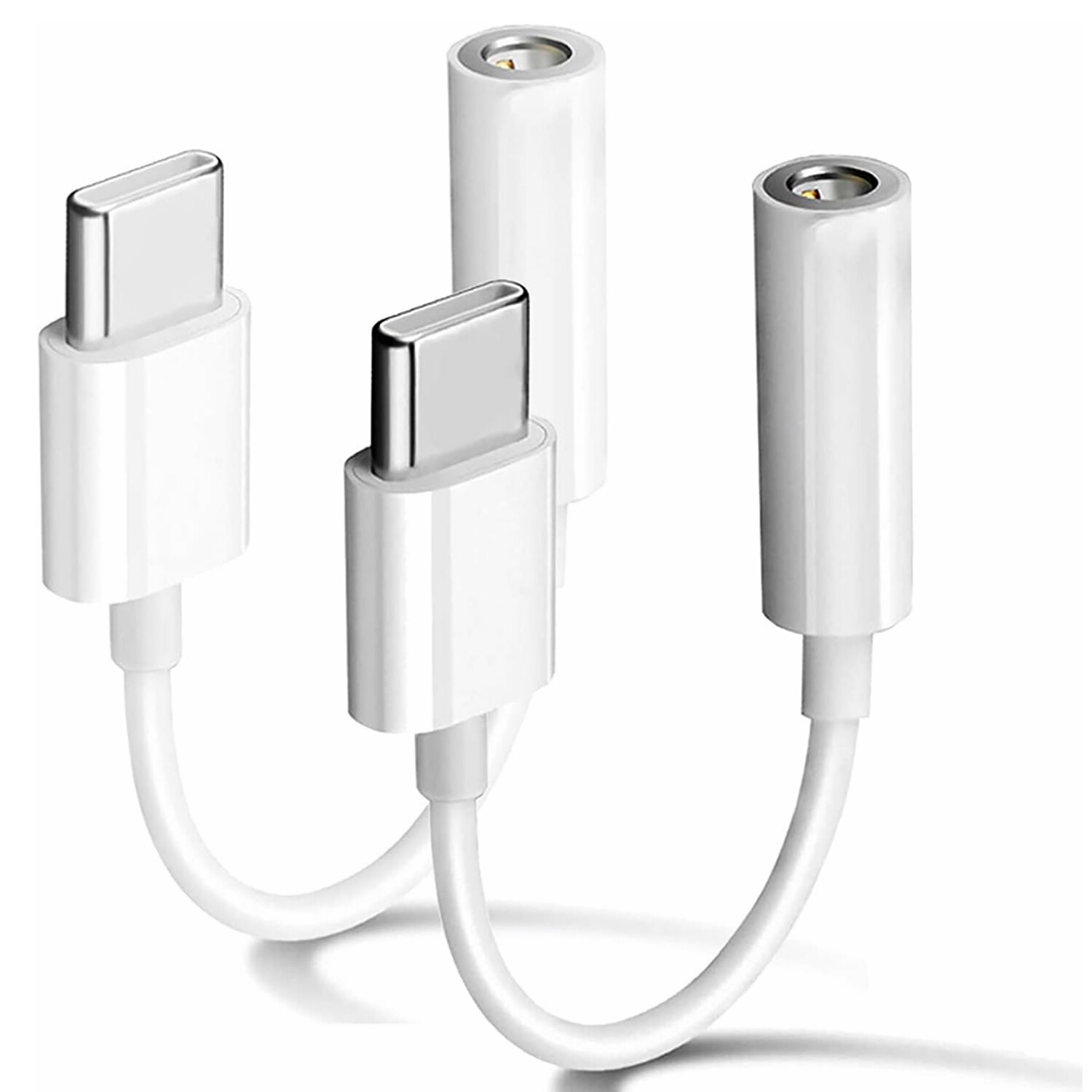 2X USB C iPhone To AUX 3.5mm Audio Headphone Jack Adapter Cable For ...