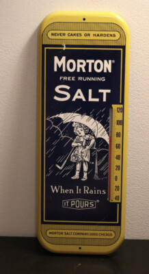 VINTAGE ADVERTISING SIGN MORTON SALT METAL STORE WALL DEALER ...