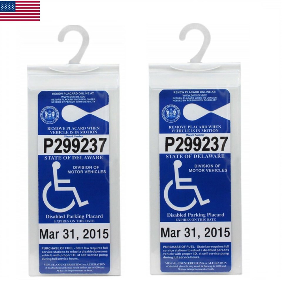Handicap Parking Permit Protector Holder Cover 2pc Plastic Mirror Tag ...