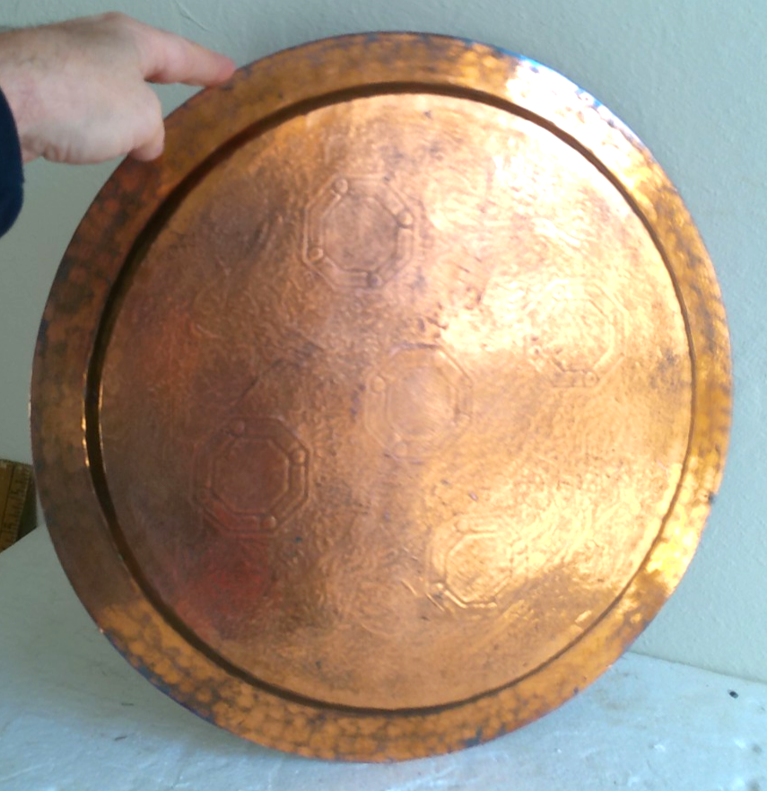 Antique Vintage Persian Style Copper Tray Real Silver Inlay Kufic ...