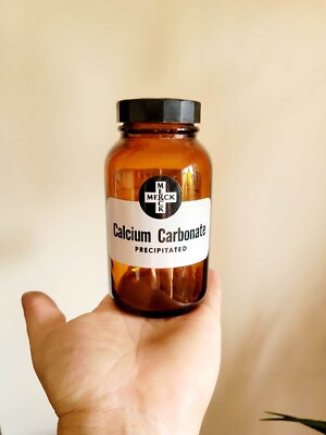 Vintage MERCK Calcium Carbonate Apothecary Medicine Pharmacy Amber ...