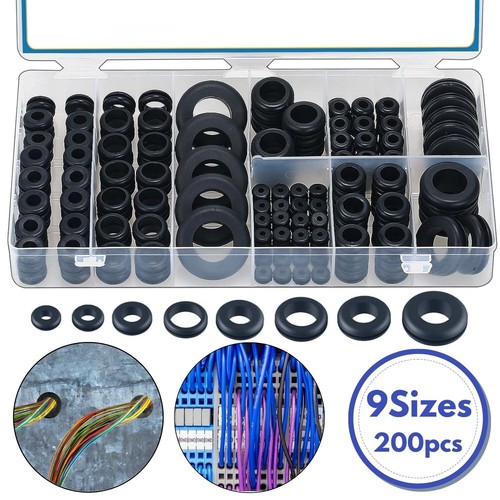 200pcs Rubber Grommet Assortment Sheet Metal Auto Body Firewall Hole ...