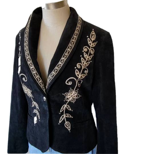 Vintage Cripple Creek Leather Jacket Rhinestone Cowboy Blazer Western ...