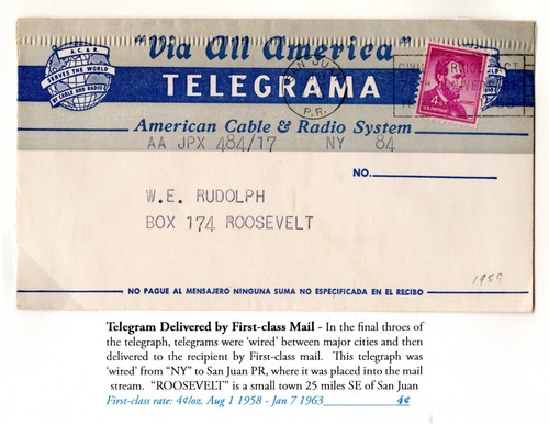 #1035 Liberty San Juan PR Telegram to Roosevelt Puerto Rico Wired from ...