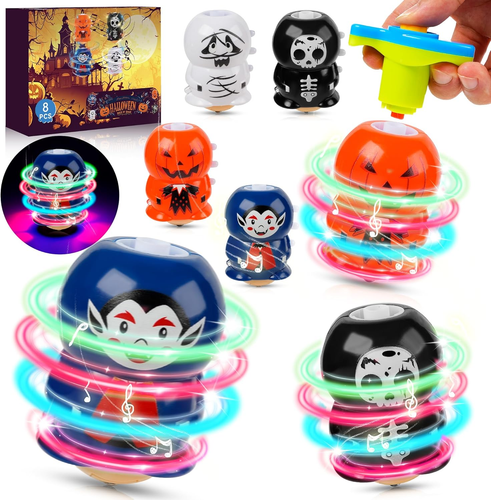 8 Pack Light up Spinning Tops with Flash & Music, Halloween Toys Gifts ...
