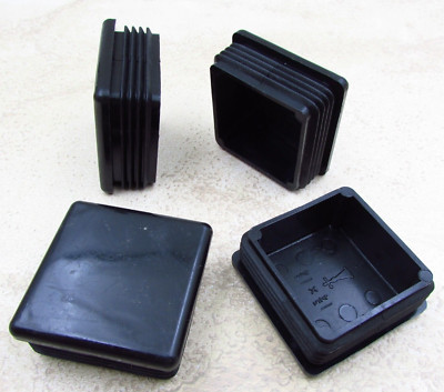 QTY 4 Black 1-3/4" Inch, 14-20 Gauge Square Tube End Cap Plastic Insert ...