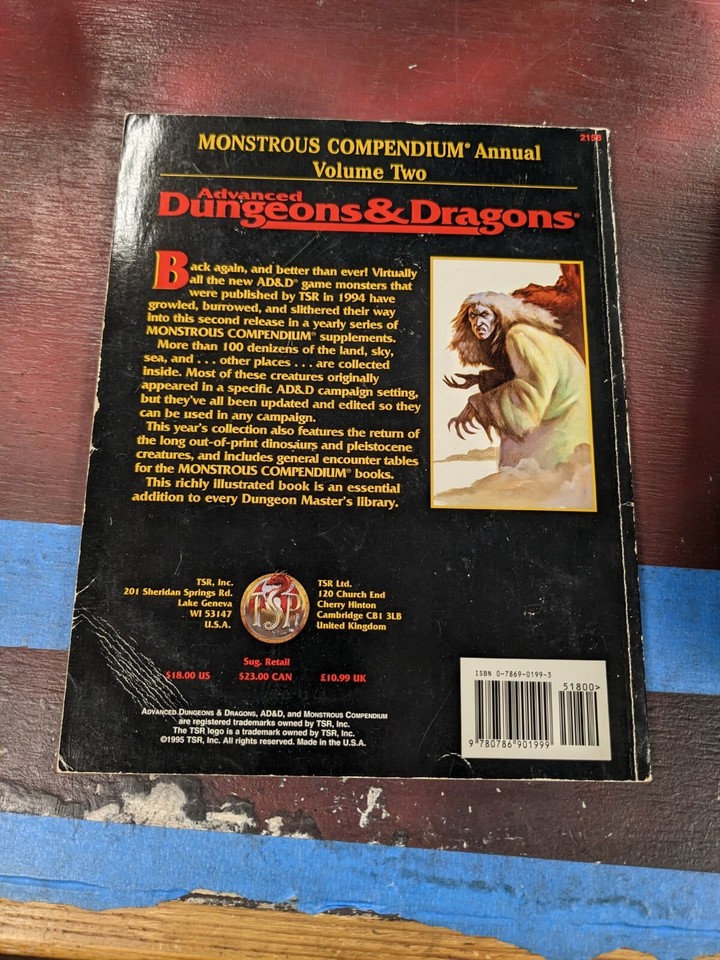 Monstrous Compendium Annual Two 2158 Softcover Advanced Dungeons ...