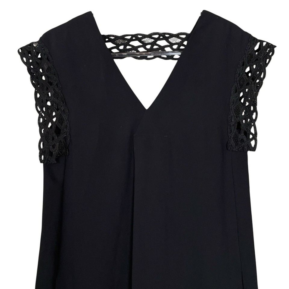 Reiss Cayene Lace Applique Trim Shift Mini Cocktail Dress Black Size US ...