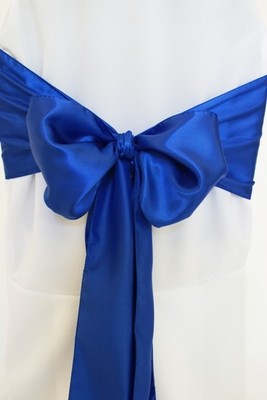 150 Royal Blue Satin Chair Cover Sash Bows 6" x 108" Wholesale Banquet ...