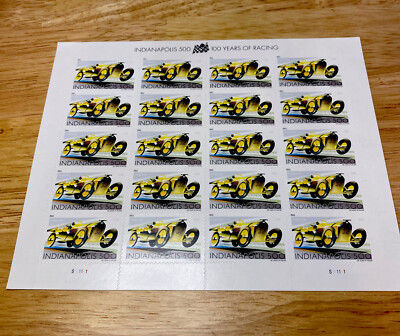 Indianapolis 500 100 Years of Racing Full Mint Sheet of 20 forever ...