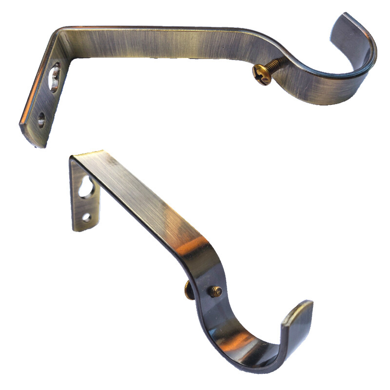 2 Pcs Curtain Pole Rod Brackets 28mm Holder S Hooks Metal Heavy Duty ...