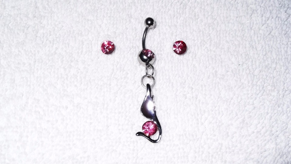 Pink Stone Bird Belly Button Navel Ring Body Jewelry Piercing Free ...