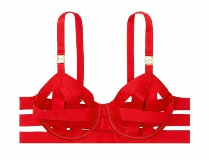 V.S.- Very Sexy Bonded Caged Strappy Balconette Bra (RED LIPSTICK)-36DD ...