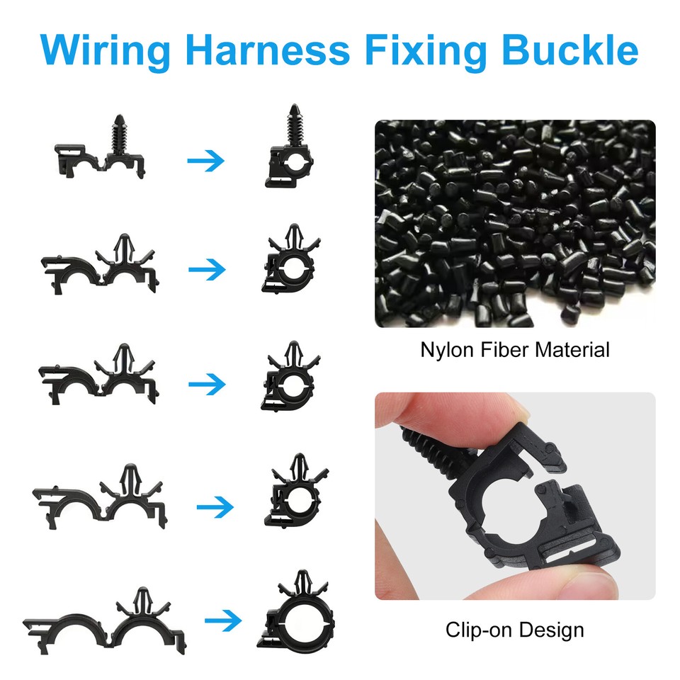 130pcs Car Wire Harness Clip Set Nylon Loom Routing Clamp for Honda GM ...